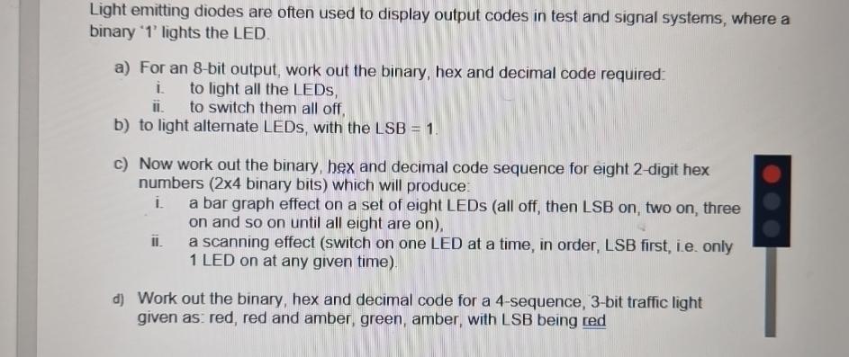 Solved Light emitting diodes are often used to display | Chegg.com