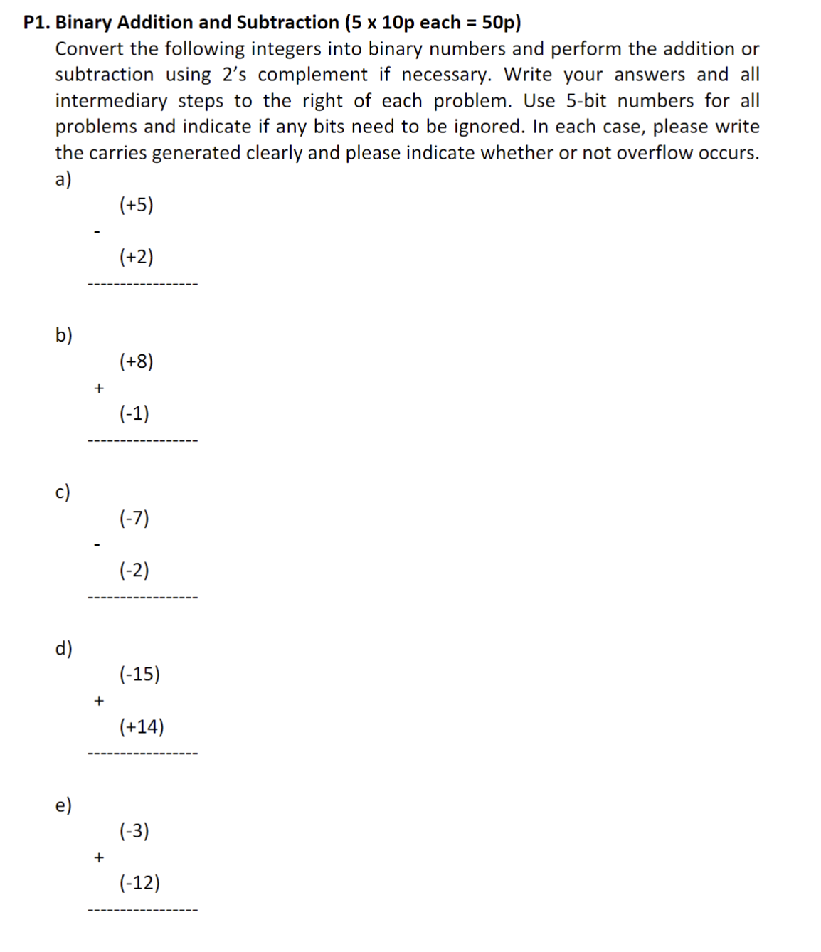 Solved Can you help me solve a, ﻿b, ﻿c, ﻿d, ﻿and e?P1. | Chegg.com