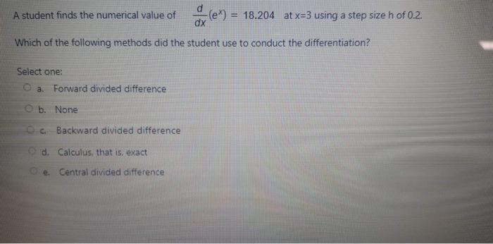 Solved Find the second central divided difference derivative | Chegg.com