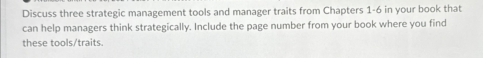 Solved Discuss three strategic management tools and manager | Chegg.com