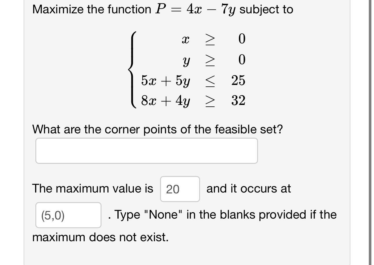 Solved Maximize the function P=4x-7y ﻿subject | Chegg.com