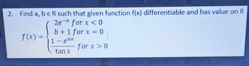 Solved Find a,binR such that given function f(x) | Chegg.com