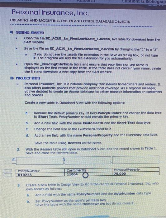 S Citations & Bibliograp Personal Insurance, Inc. | Chegg.com