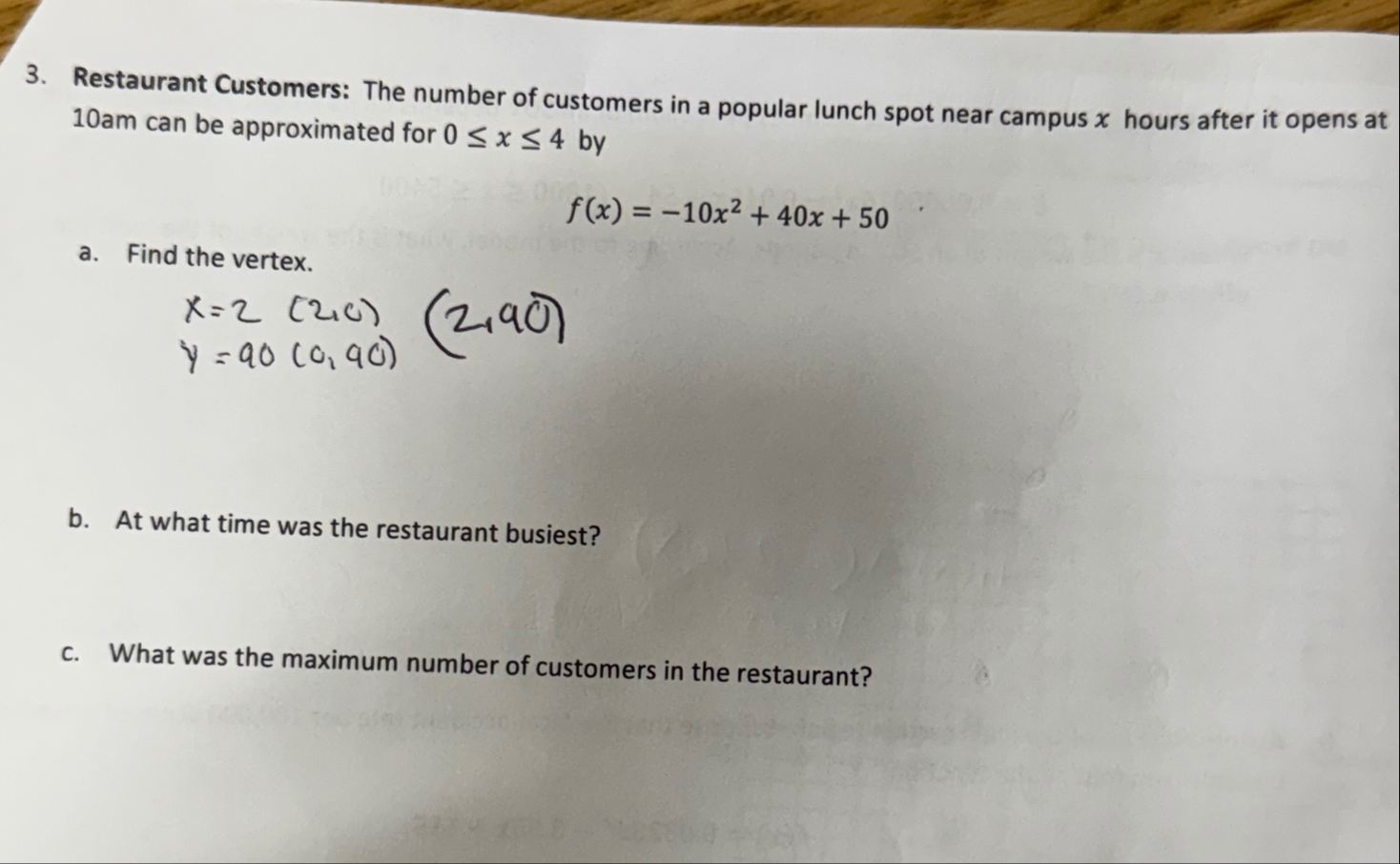 Solved Restaurant Customers: The number of customers in a | Chegg.com