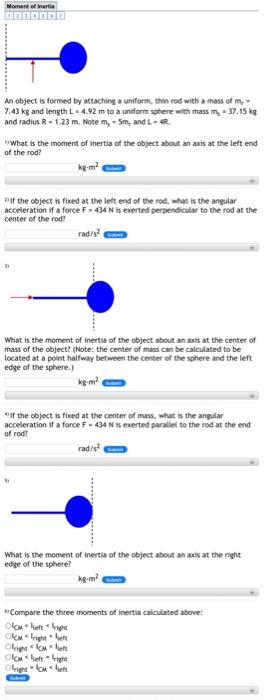 Solved Mh object is formed by attaching a uniform, thin rod | Chegg.com