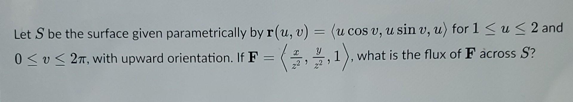 Solved Let S be the surface given parametrically by r(u, v) | Chegg.com