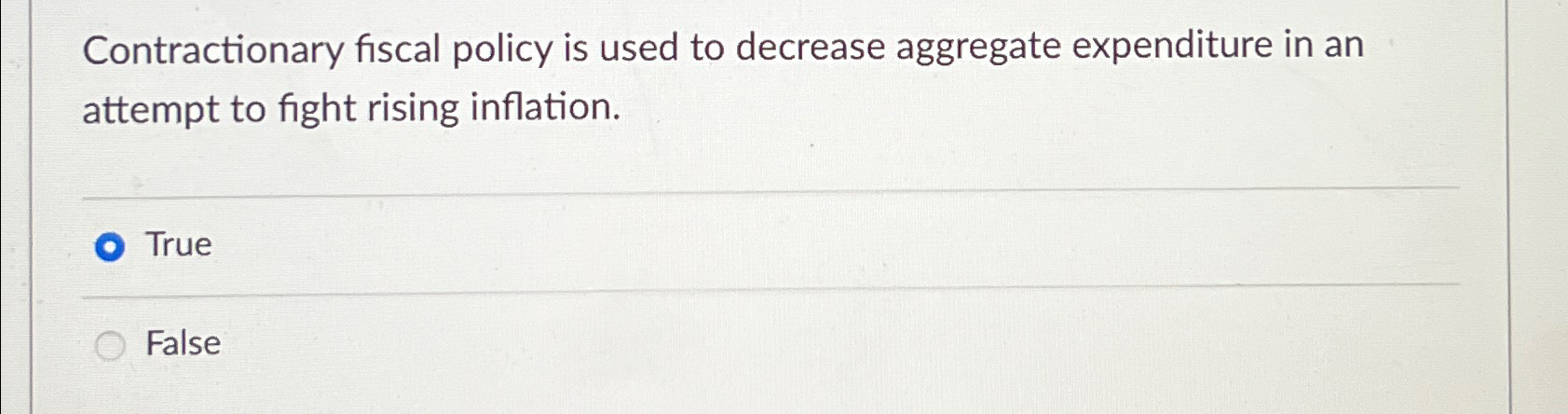 Solved Contractionary fiscal policy is used to decrease | Chegg.com