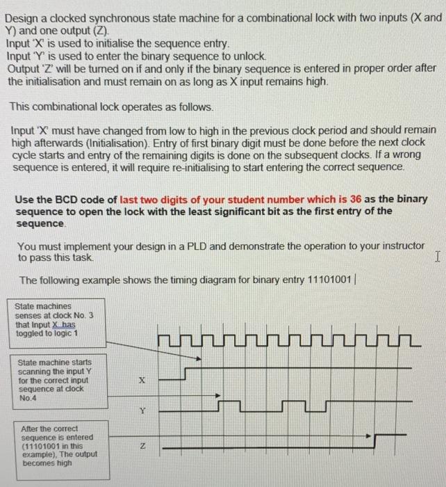 Solved Design a clocked synchronous state machine for a | Chegg.com