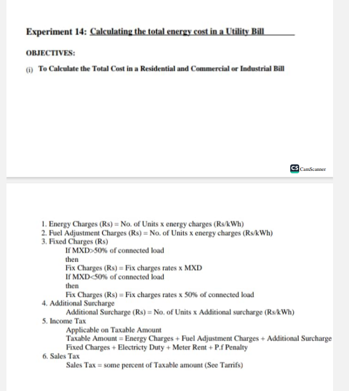 Solved Experiment 14: Calculating the total energy cost in a | Chegg.com