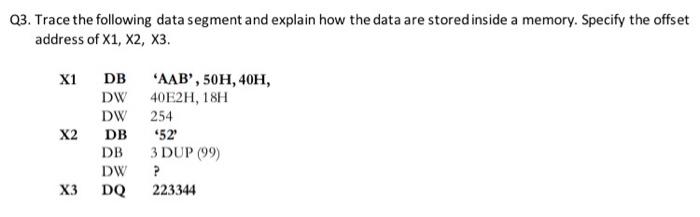 Q3. Trace the following data segment and explain how | Chegg.com