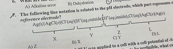 A) Alkaline error B) Dehydration T. The following | Chegg.com