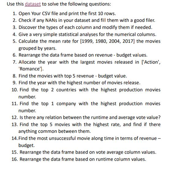 Solved Use this dataset to solve the following questions: 1. | Chegg.com