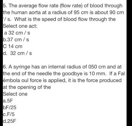 Solved 5. The average flow rate (flow rate) of blood through | Chegg.com