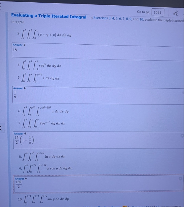 Solved Go to pg. 1021 Evaluating a Triple Iterated Integral | Chegg.com