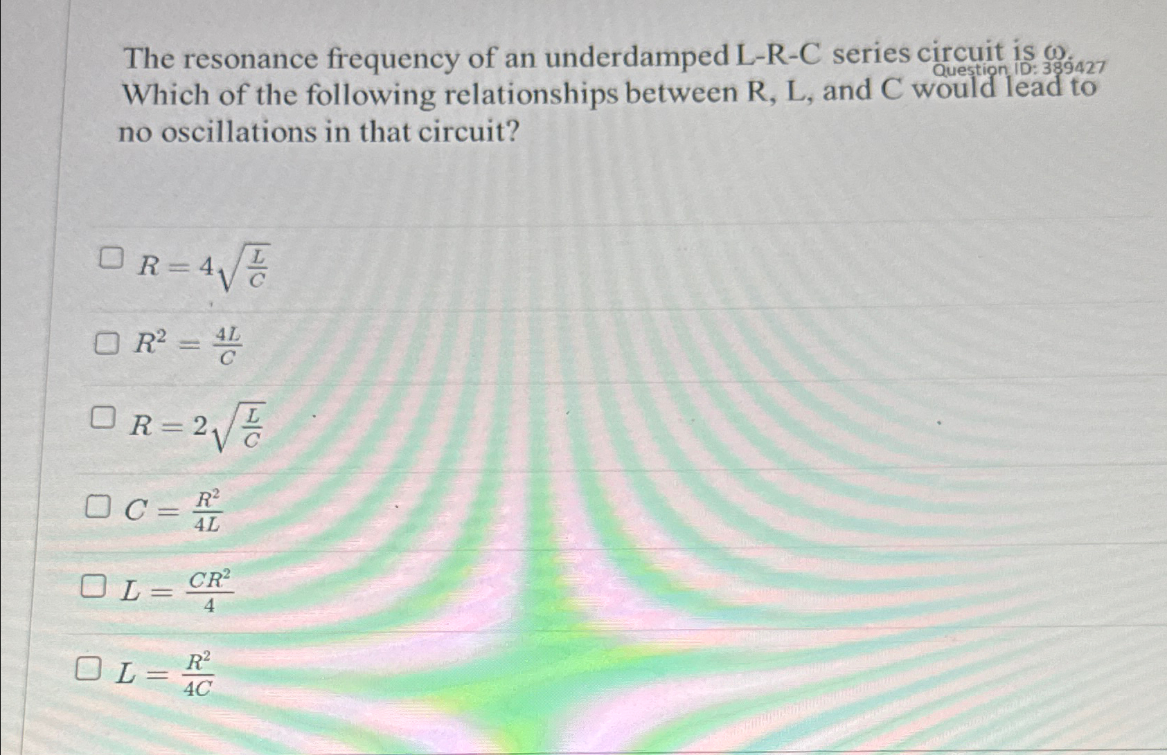 Solved The resonance frequency of an underdamped L-R-C | Chegg.com