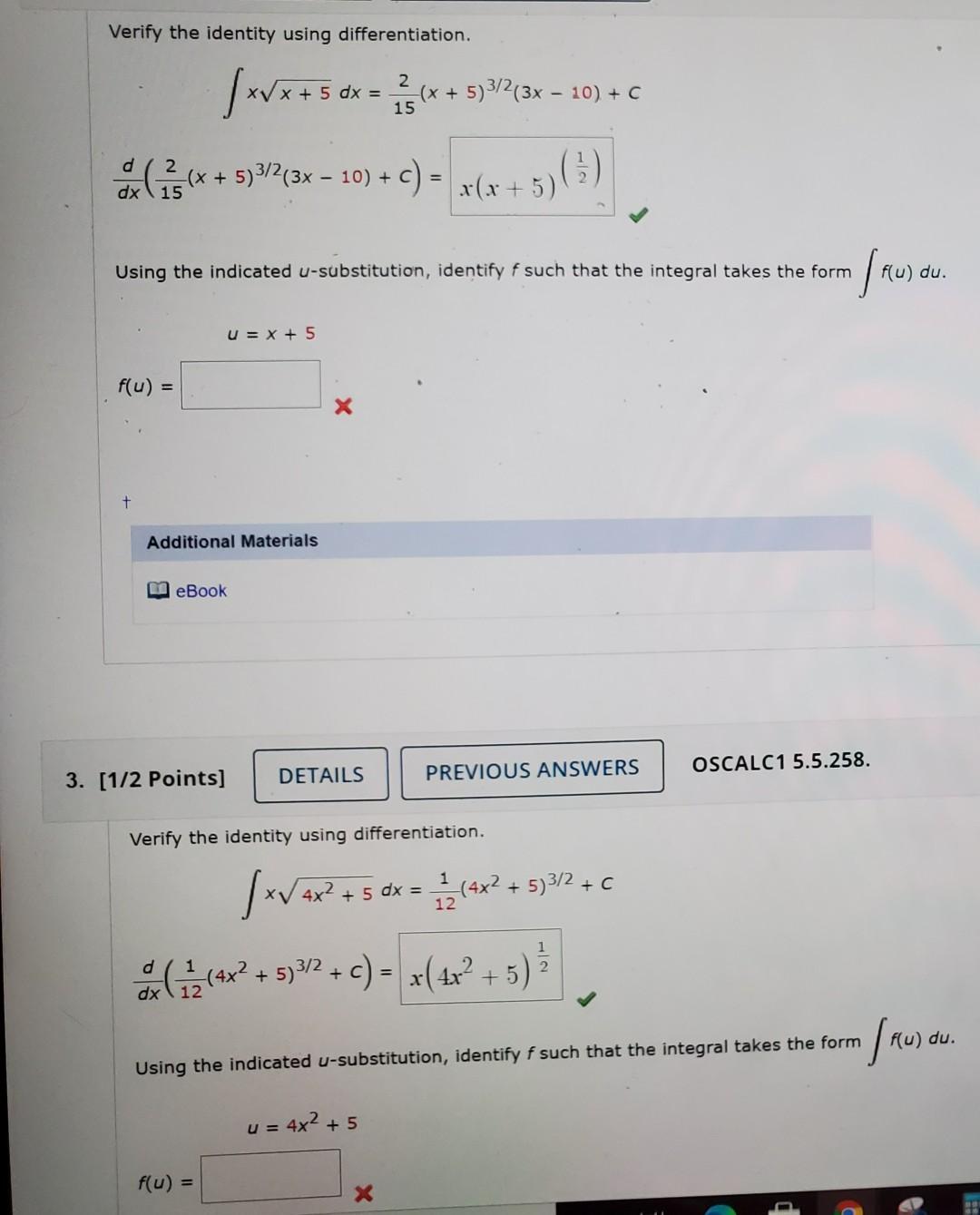 Solved Verify the identity using differentiation. |xvx+5 dx | Chegg.com