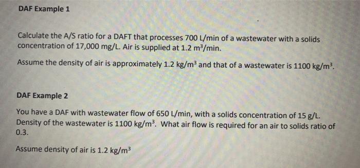 Solved DAF Example 1 Calculate the A/S ratio for a DAFT that | Chegg.com