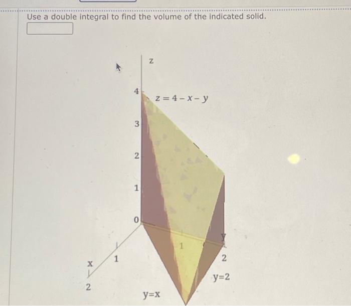 Solved Use a double integral to find the volume of the | Chegg.com