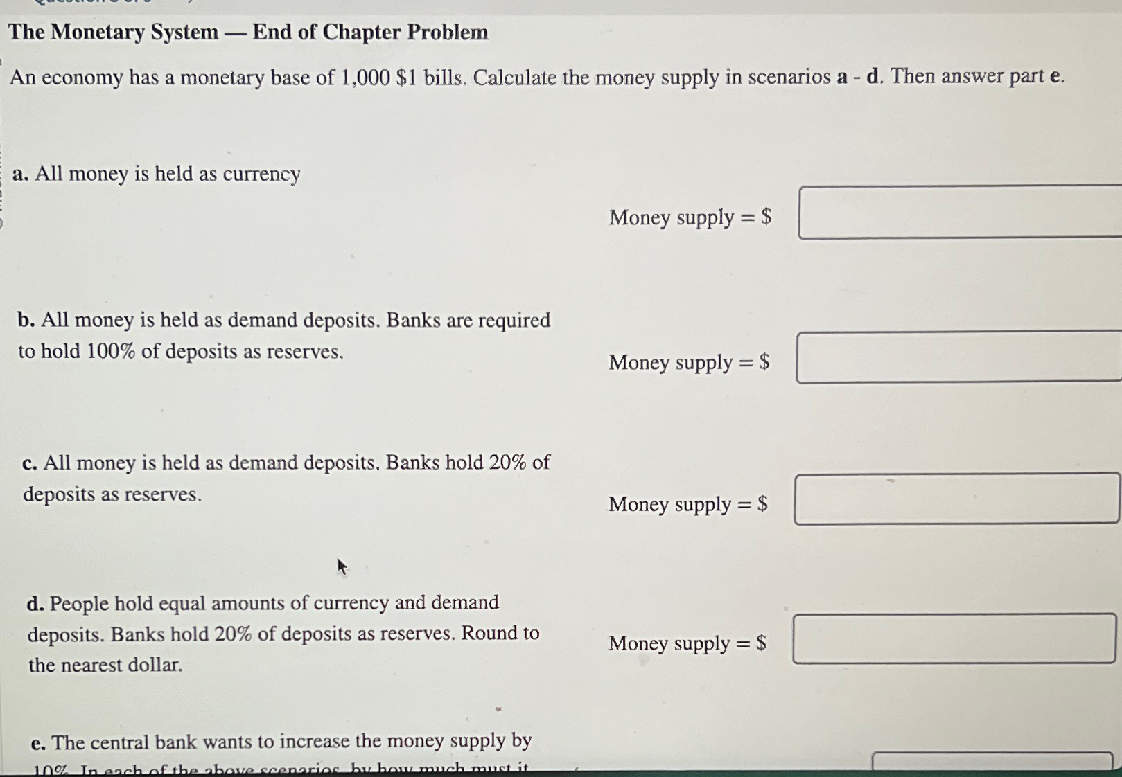 Solved The Monetary System - ﻿End of Chapter ProblemAn | Chegg.com