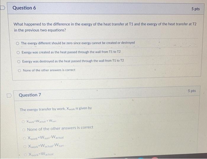 What happened to the difference in the exergy of the | Chegg.com