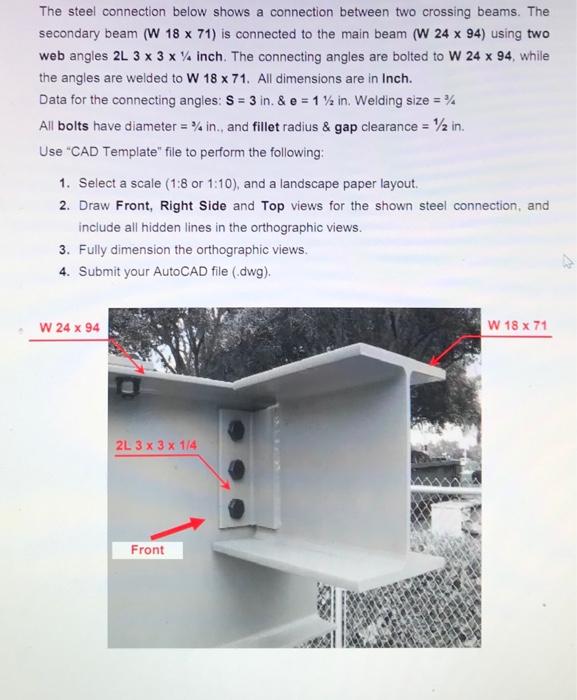 Solved The steel connection below shows a connection between | Chegg.com