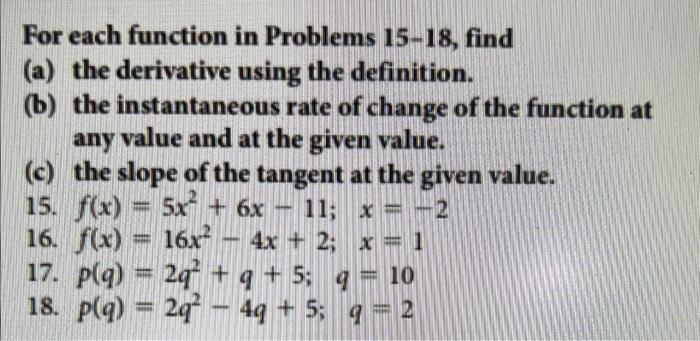 Solved For each function in Problems 15-18, find (a) the | Chegg.com