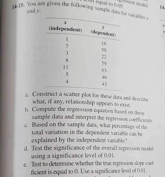 Solved 14.18. ﻿You are given the following and y | Chegg.com