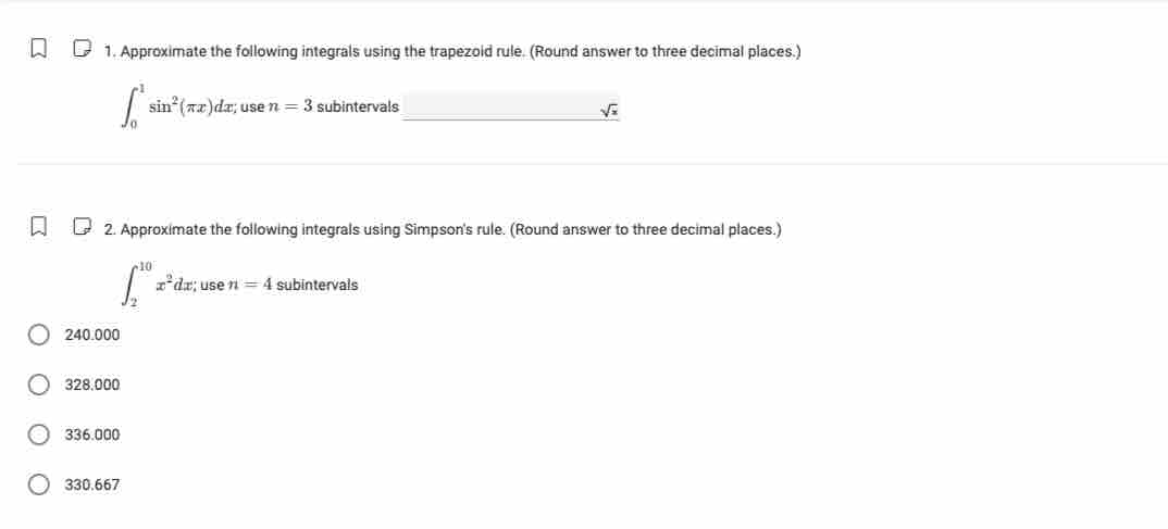 Solved PLEASE SOLVE 1 ﻿AND 2 - ﻿Approximate the following | Chegg.com