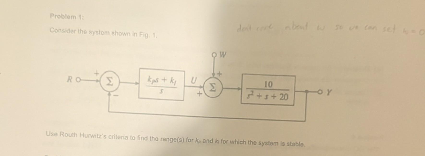 Solved Problem 1: Consider the system shown in Fig. 1. RO | Chegg.com