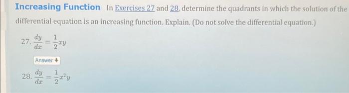Solved Increasing Function In Exercises 27 and 28 , | Chegg.com