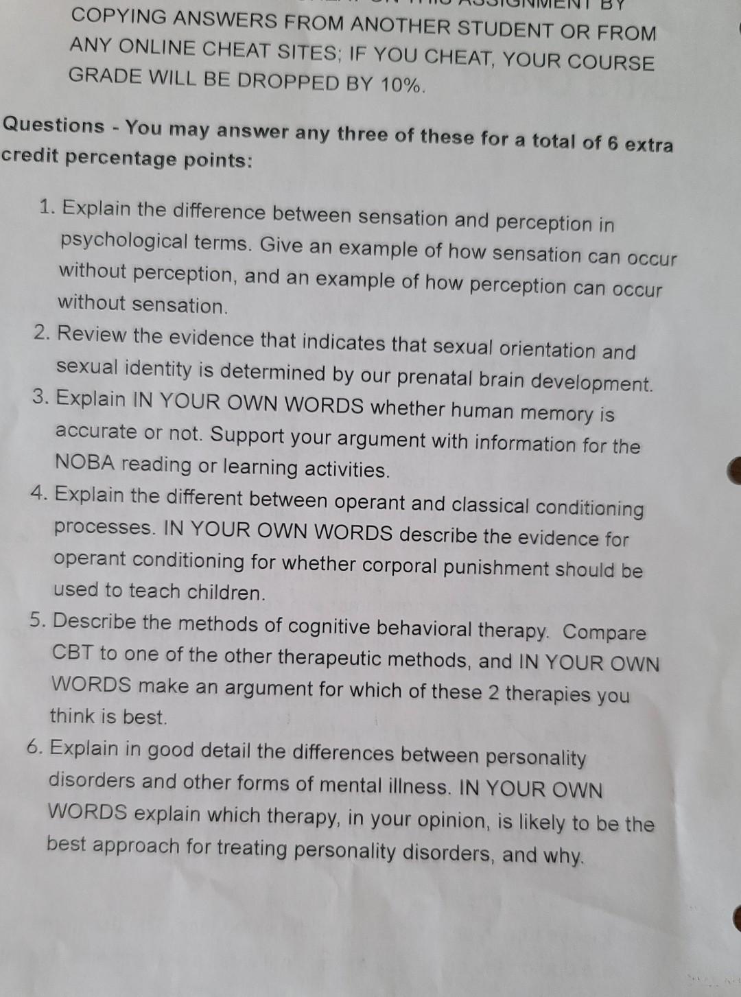 Solved COPYING ANSWERS FROM ANOTHER STUDENT OR FROM ANY | Chegg.com