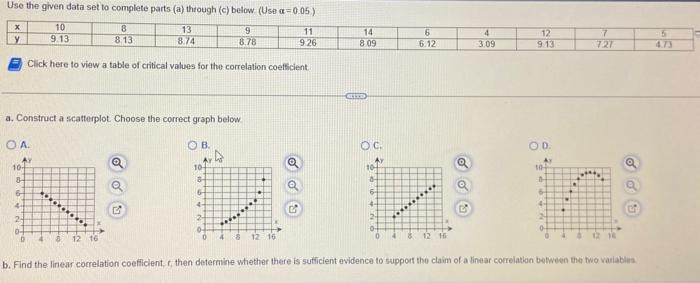 Solved Use the given data set to complete parts (a) through | Chegg.com