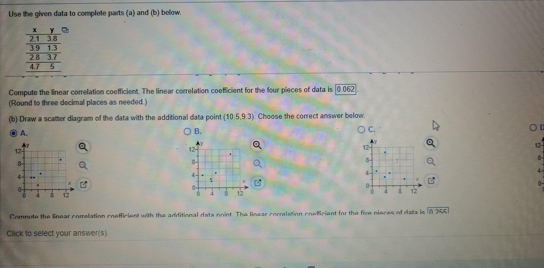 Solved Use the given data to complete parts (a) and (b) | Chegg.com