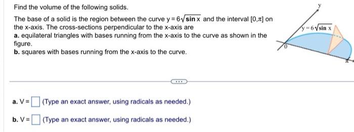 Solved Find the volume of the following solids. The base of | Chegg.com