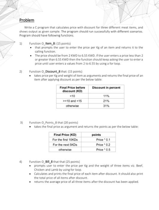 Solved Problem Write A C Program That Calculates Price With