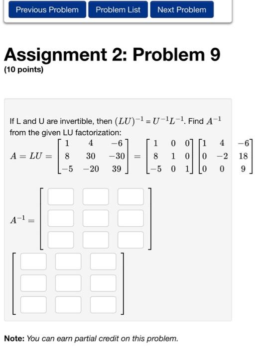 Solved Assignment 2 Problem 9 10 Points If L And U Are