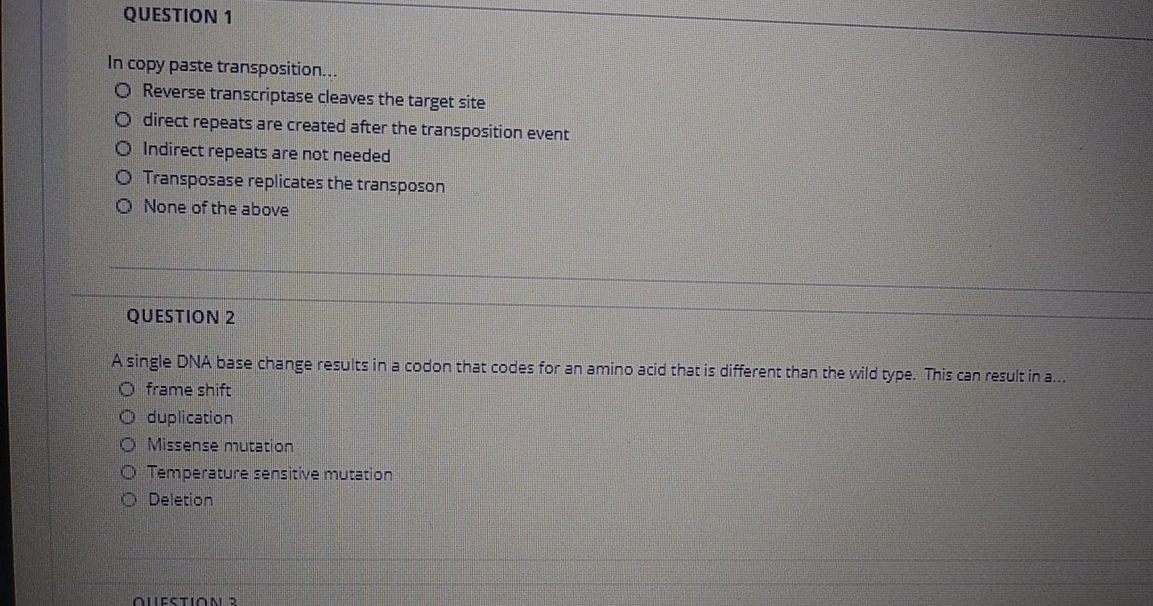 Solved QUESTION 1 In copy paste transposition... O Reverse | Chegg.com