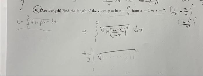 Solved ? C { 6) (Arc Length) Find the length of the curve y | Chegg.com
