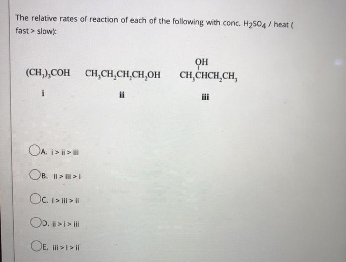 Solved The relative rates of reaction of each of the | Chegg.com