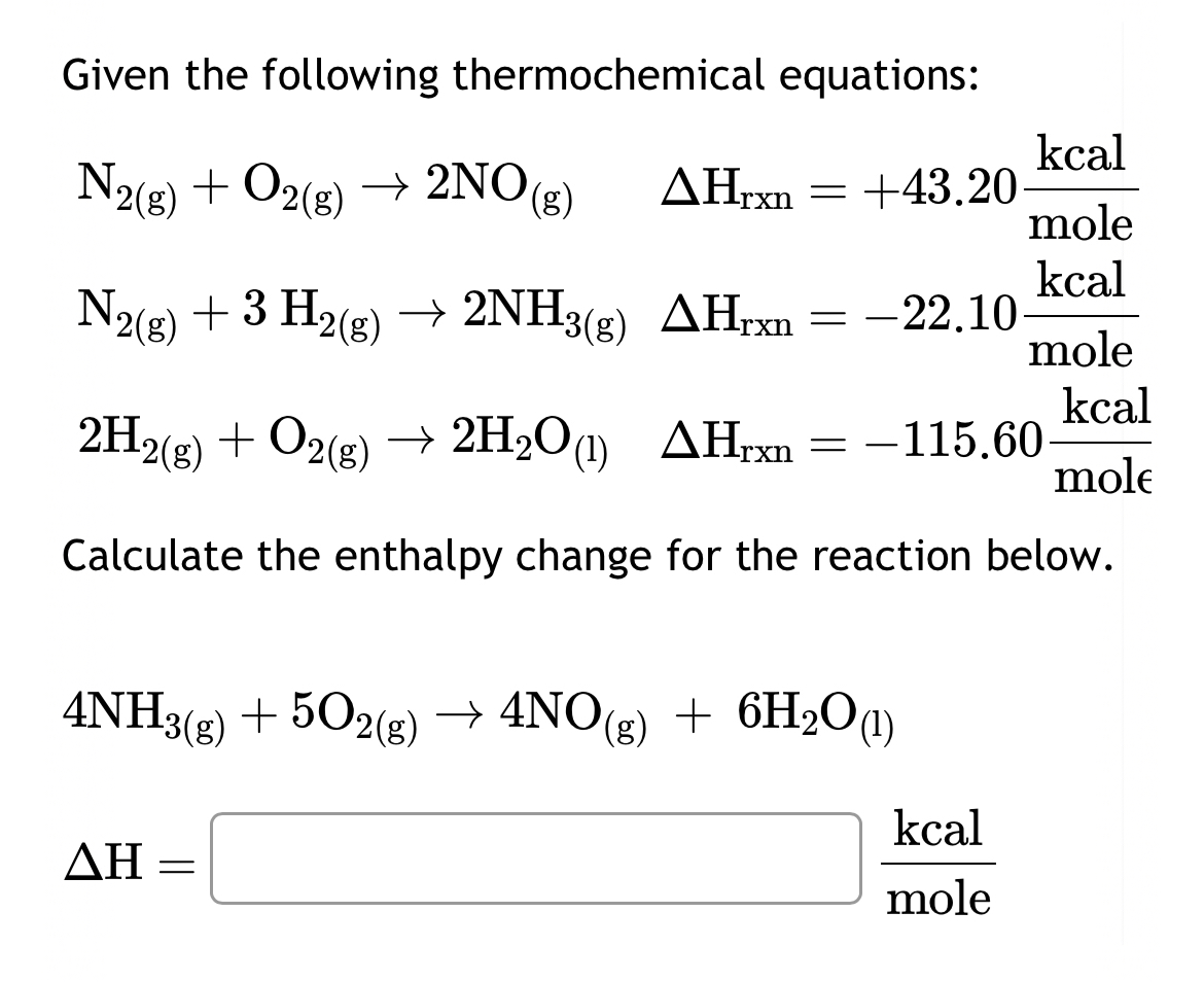 Solved Given the following thermochemical | Chegg.com