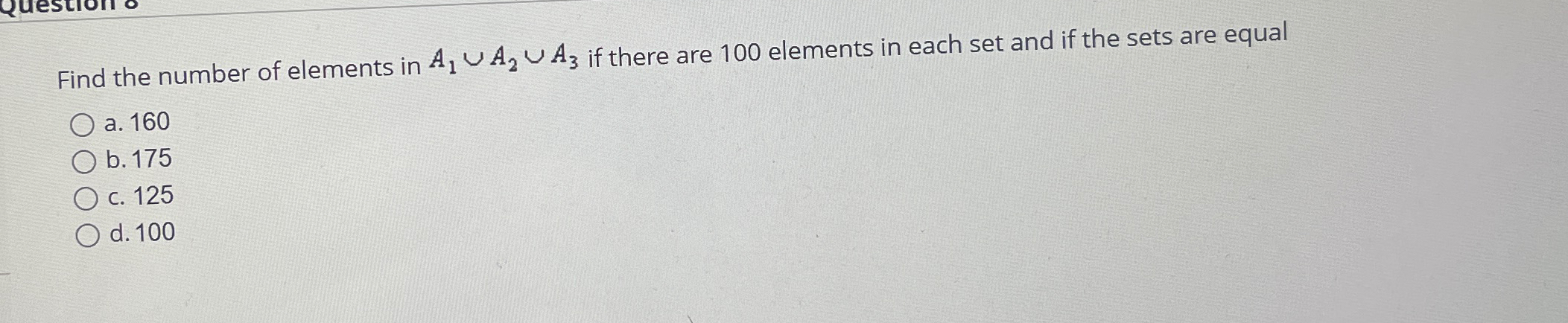 Solved Find the number of elements in A1∪A2∪A3 ﻿if there are | Chegg.com