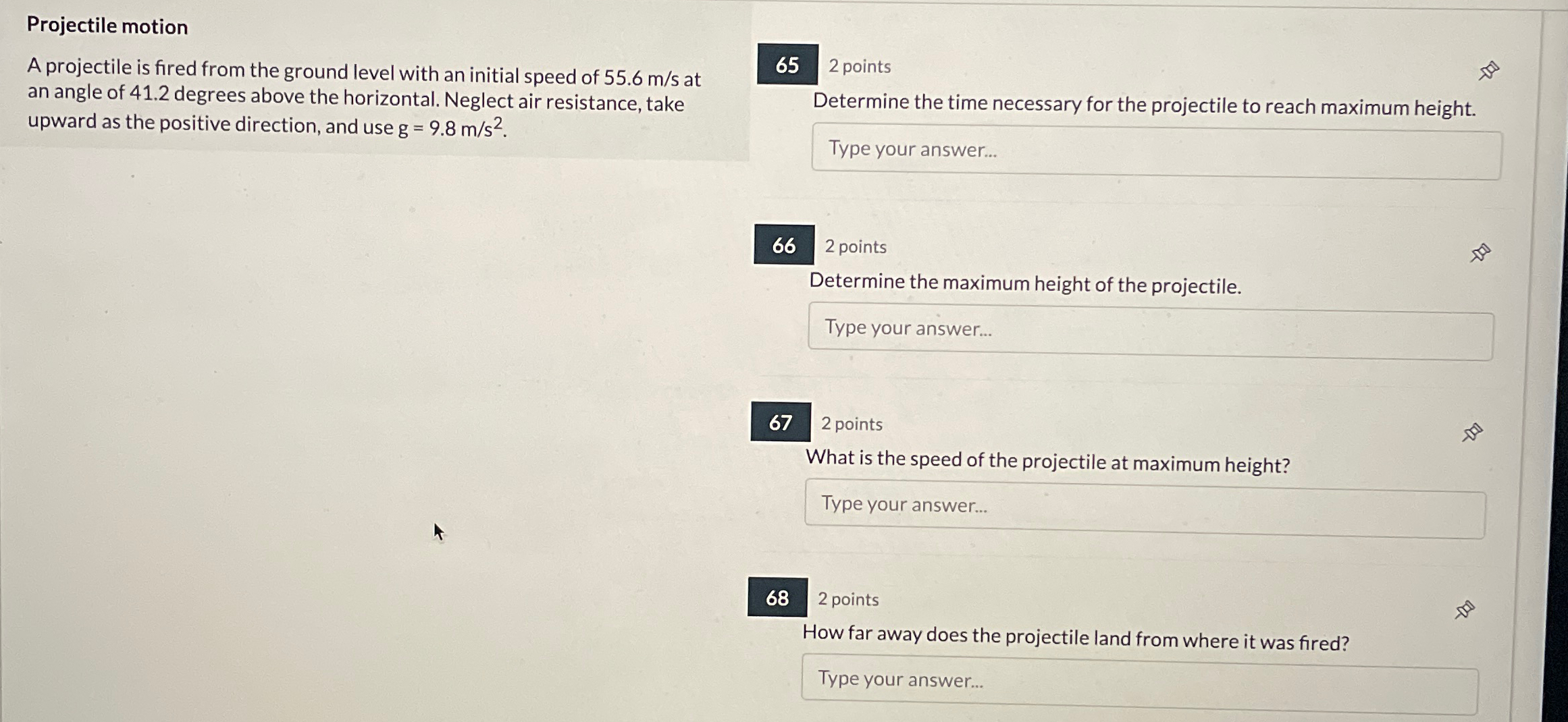 Solved Projectile motionA projectile is fired from the | Chegg.com