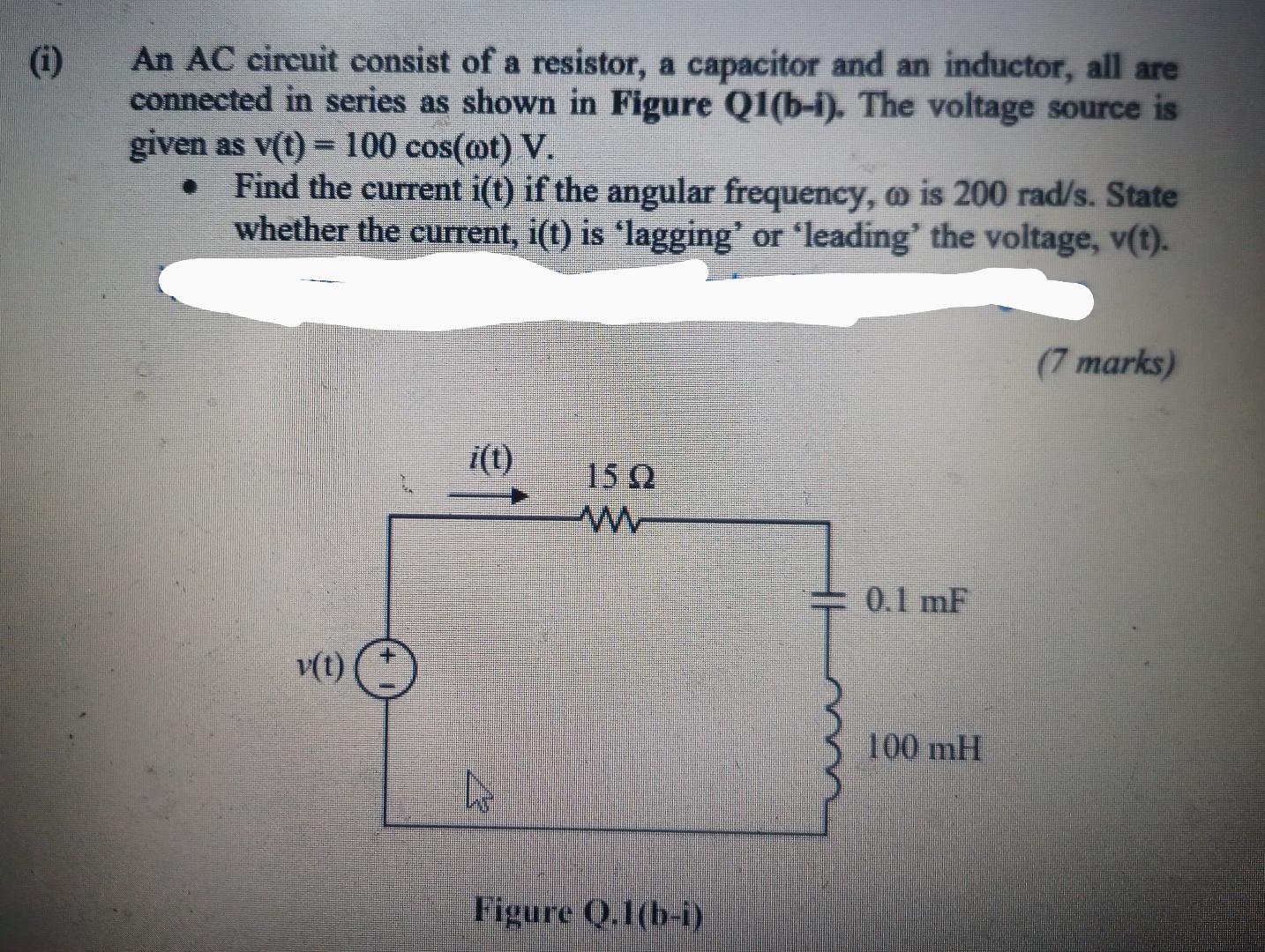 Solved An AC circuit consist of a resistor, a capacitor and | Chegg.com