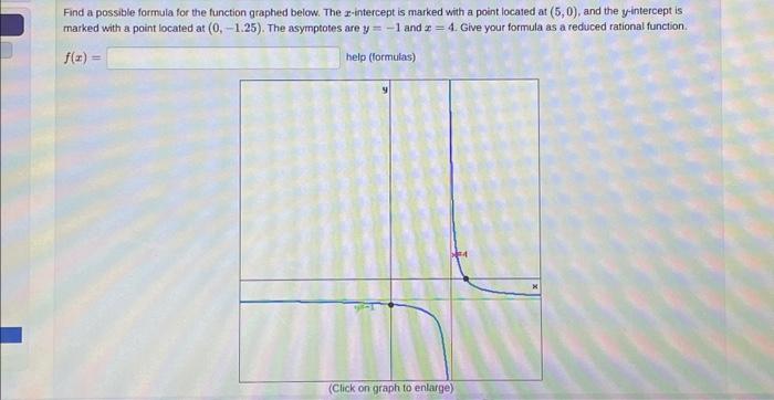 Solved Find a possible formula for the function graphed | Chegg.com