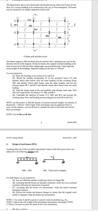 Solved The figure below shows the column grid and the plan | Chegg.com