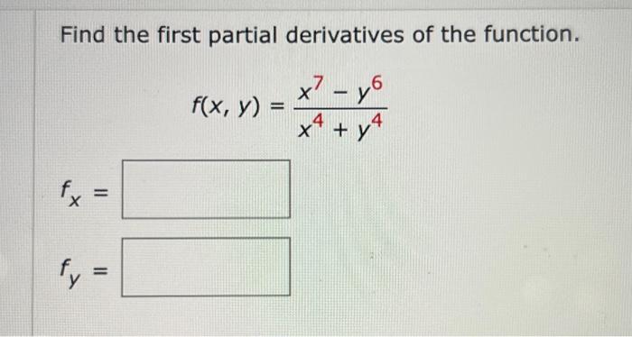 Solved Find the first partial derivatives of the function. | Chegg.com