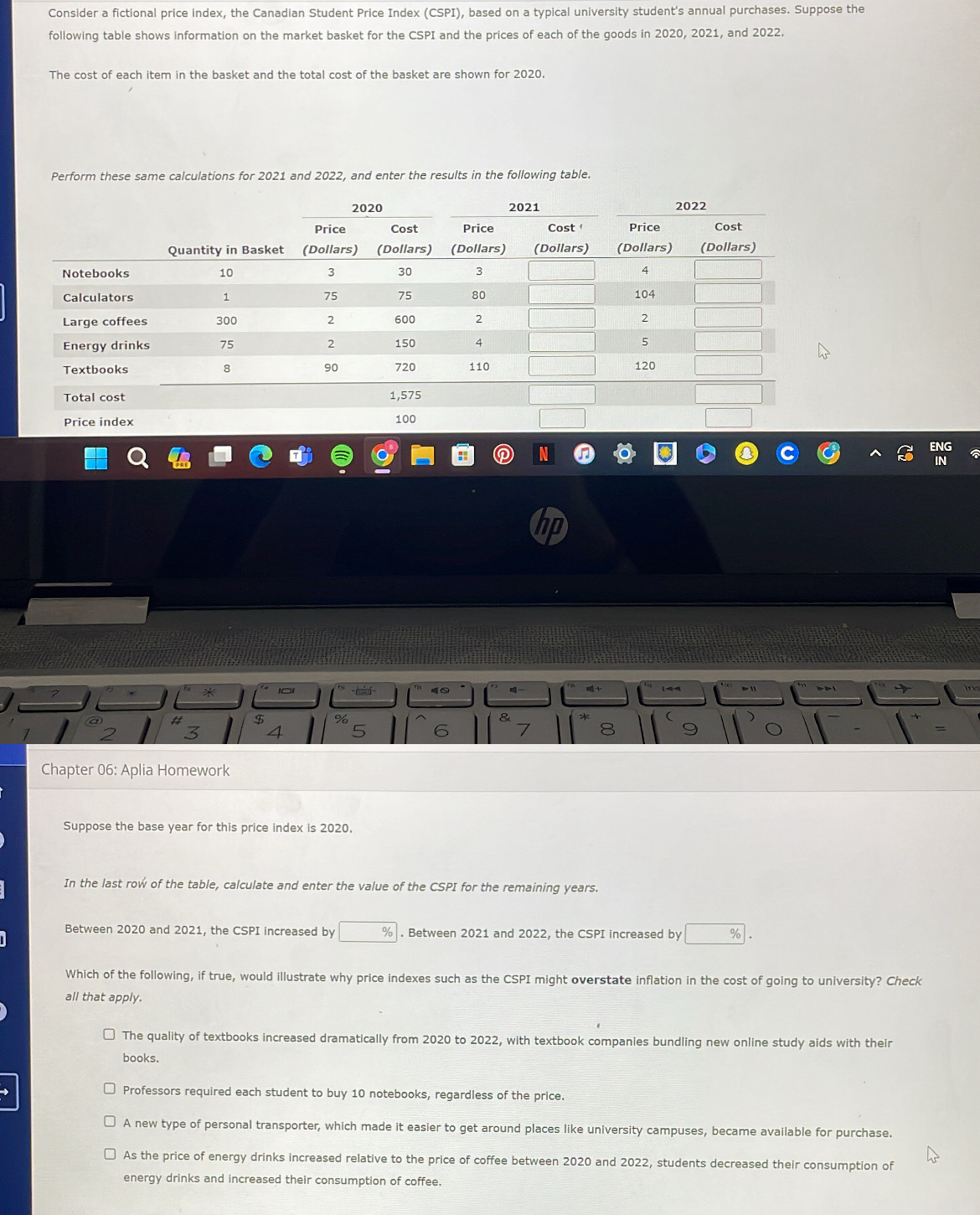 Solved Consider a fictional price index, the Canadian | Chegg.com