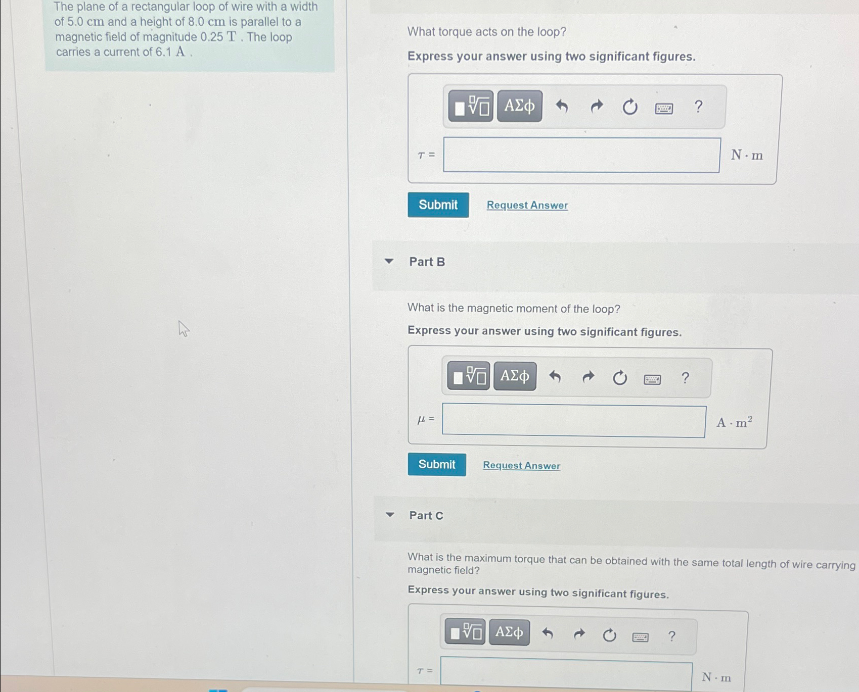 Solved HELP ASAP PLZThe plane of a rectangular loop of wire | Chegg.com