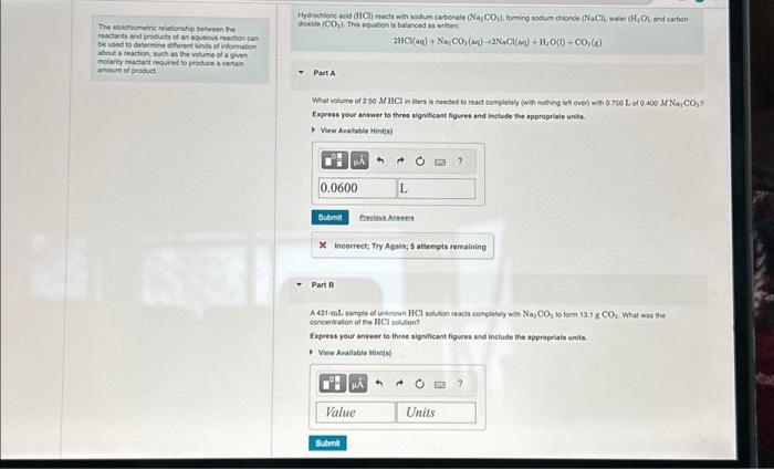 Solved The stoichiometric relationship between the reactants | Chegg.com