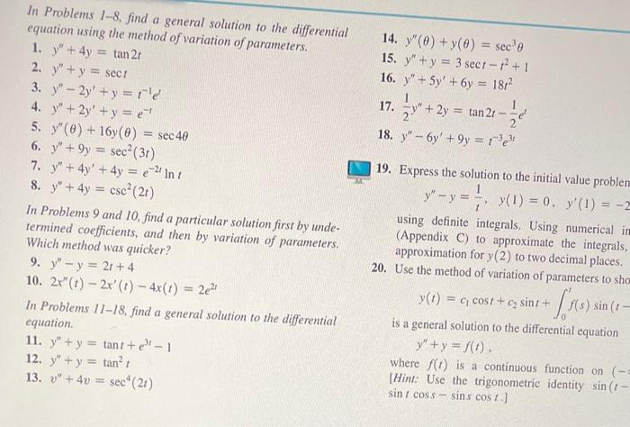Solved In Problems 1-8, find a general solution to the | Chegg.com